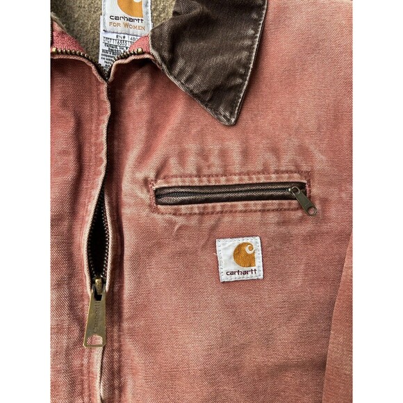 Carhartt | Jackets & Coats | Vintage Carhartt Detroit Jacket Small Sherpa Salmon Rose Pink Color ...